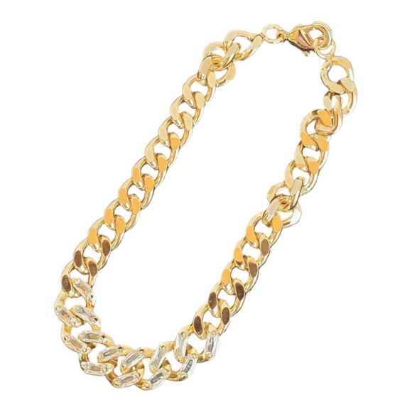 Pretty Bird | Jewelry | 8k Yellow Gold Plated Curb Chain Link Baguette ...